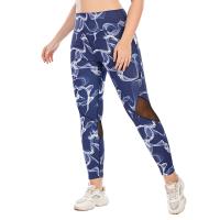 China Breathable Exercise Patterned Workout Pants Polyester Spandex Mesh Stitching for sale