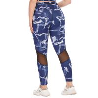 China Breathable Exercise Patterned Workout Pants Polyester Spandex Mesh Stitching for sale