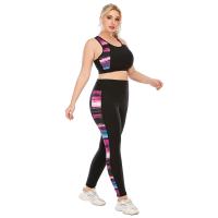 China Elastic Plus Size Yoga Sets Polyester Spandex Womens 2 Piece Workout Outfits for sale