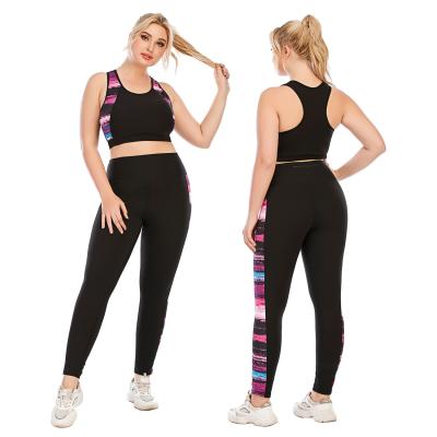 China Elastic Plus Size Yoga Sets Polyester Spandex Womens 2 Piece Workout Outfits for sale