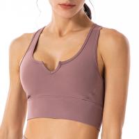 China Women V Neck Nylon Sports Bras With Removable Pads Quick Drying for sale