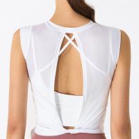 China STC Jacquard Nylon Sports Ladies Yoga Tops Soft Light Cycling Vest Blouse for sale