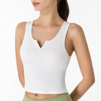 China ODM Cotton V Neck Yoga Tank Tops Fitness Workout Running Vest Top For Women for sale