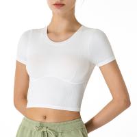 China Navel Exposed Short Sleeve Ladies Yoga Tops  XL 2XL Skin Friendly for sale