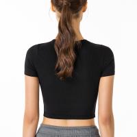 China Navel Exposed Short Sleeve Ladies Yoga Tops  XL 2XL Skin Friendly for sale