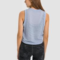 China Jacquard Bandage Ladies Yoga Tops Sweat Wicking Fitness Sleeveless Short Tank Top for sale