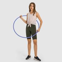 China Jacquard Bandage Ladies Yoga Tops Sweat Wicking Fitness Sleeveless Short Tank Top for sale