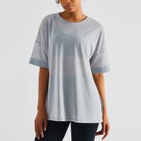China Double Sided Brocade Mesh Stitching Casual Sports Top Fitness Women'S Short Sleeve T - Shirt for sale
