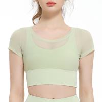 China Mesh Short Sleeve 2 Piece Womens Sports Bra Running Leisure Yoga Bra for sale