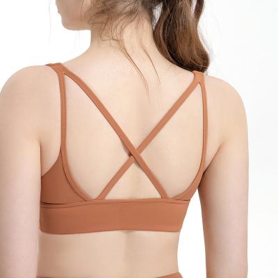 China Sexy Cross Shockproof Gathering Ladies Sports Bra Shaping Fitness Womens Yoga Bra for sale