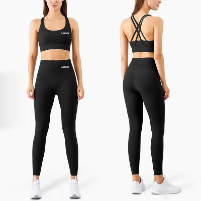 China 10 Colors Gym Athletic Women Yoga Set Workout Training Sports Set Custom Logo for sale