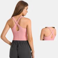 China Hot Sale Criss Back Padded Strappy Sports Bras Women Tank Top Active Stretch for sale