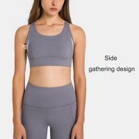 China Adjustable Strap Round Neck Womens Sports Bra Quick Dry Nylon Fitness Crop Top for sale