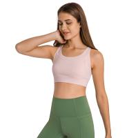 China Adjustable Strap Round Neck Womens Sports Bra Quick Dry Nylon Fitness Crop Top for sale