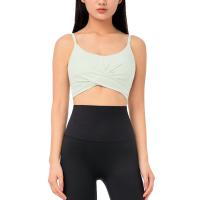 China Yoga Workout Sports Bra Cross Folds Sexy Thin Straps Women Running Fitness Yoga Underwear for sale