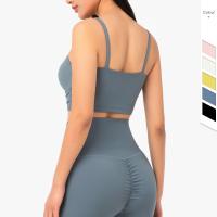 China Yoga Workout Sports Bra Cross Folds Sexy Thin Straps Women Running Fitness Yoga Underwear for sale