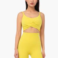 China Yoga Workout Sports Bra Cross Folds Sexy Thin Straps Women Running Fitness Yoga Underwear for sale