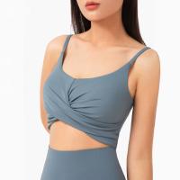China Yoga Workout Sports Bra Cross Folds Sexy Thin Straps Women Running Fitness Yoga Underwear for sale
