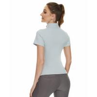 China Classic Grey Horse Riding Tops Sweat Ladies Zip Up Short Sleeve Equestrian Base Layer for sale