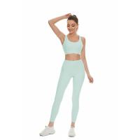 China Nylon Light Green Lightweight Women Yoga Bra Sets Active Stretch Yoga Fitness Leggings for sale