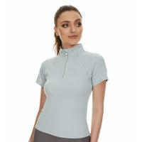 China 11 Colors Horse Riding Short Sleeve Shirt With Half Zipper Four Way Stretch Equestrian Base Layer for sale
