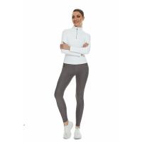 China White Quick Drying Horse Riding Tops Ladies 1/4 Zipper Long Sleeve Shirts for sale