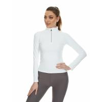 China White Quick Drying Horse Riding Tops Ladies 1/4 Zipper Long Sleeve Shirts for sale