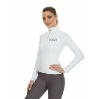 China White Quick Drying Horse Riding Tops Ladies 1/4 Zipper Long Sleeve Shirts for sale