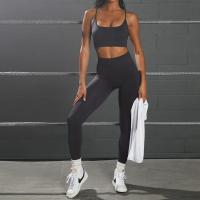 China New Arrival Seamless 2 Pieces Yoga Set For Women Ruched Butt Leggings And Sports Bra for sale