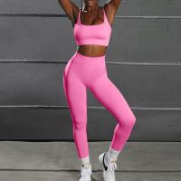 China New Arrival Seamless 2 Pieces Yoga Set For Women Ruched Butt Leggings And Sports Bra for sale
