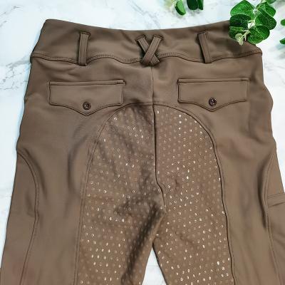 China Full Seat Silicone Brown Horse Riding Pants 280gsm Moisture Wicking for sale