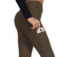 China Full Seat Silicone Brown Horse Riding Pants 280gsm Moisture Wicking for sale