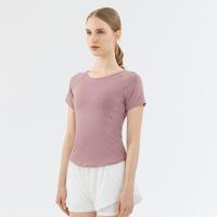 China Summer Mesh Stitching Yoga Short Sleeve Nylon Sports Fitness T Shirt Women for sale