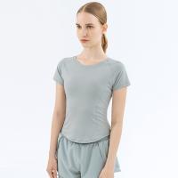 China Summer Mesh Stitching Yoga Short Sleeve Nylon Sports Fitness T Shirt Women for sale