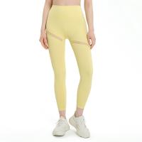 China Traceless Mesh Breathable Yoga Pants Capri Women High Waist Nude Sports Tights for sale