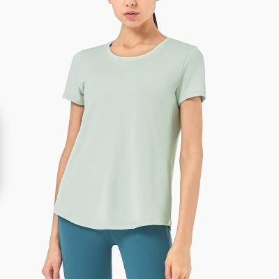 China Nuls Printed Ladies Yoga Tops Loose High Elastic Short Sleeved T Shirt for sale
