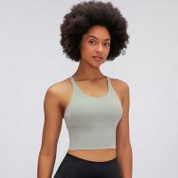 China Solid Color Fine Shoulder Strap Sports Bra Cross Back Sports Underwear for sale