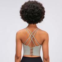 China Solid Color Fine Shoulder Strap Sports Bra Cross Back Sports Underwear for sale