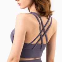 China 10 colors High Quality Nude V neck Girl Sports Bra Gym workout Fitness Clothing for sale