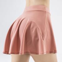 China green Nylon Womens Tennis Skirt Pants Pleated High Waist Pocket Soft Tennis Wear for sale