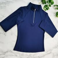 China Navy Western Long Baselayer Zip Horse Riding T Shirts Custom Logo for sale