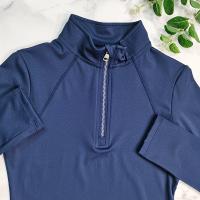China Navy Western Long Baselayer Zip Horse Riding T Shirts Custom Logo for sale