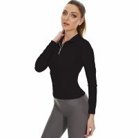 China Sweat Wicking Horse Riding Tops Long Riding Base Layer Black Female Zipper Shirts for sale
