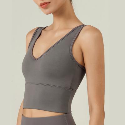 China V Neck 4 Sizes Sexy Sports Bra Soft Nylon Yoga Fitness Top Female Underwear for sale