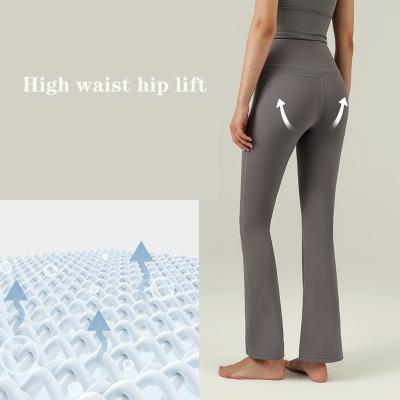 China coffee Flared Yoga Pants Women Summer Hip Lifting Nude Casual Leggings for sale