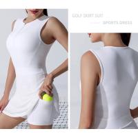 China White Mesh Womens Golf Clothes Breathable Safety Lining Tennis Skirts Suit for sale