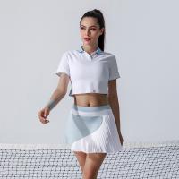 China Light Blue Womens Golf Clothes Anti Glare Tennis Badminton Pleated Skirt Ladies for sale