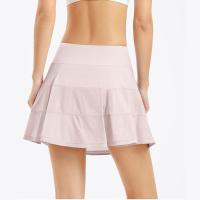 China Nylon Womens Golf Clothes Tennis Sports Skort Skirts Pink Printing for sale