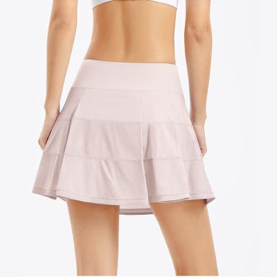 China Nylon Womens Golf Clothes Tennis Sports Skort Skirts Pink Printing for sale