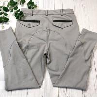 China Gray XL Men Equestrian Leggings Polyester Knee Silicone Horse Riding Breeches Pocket for sale